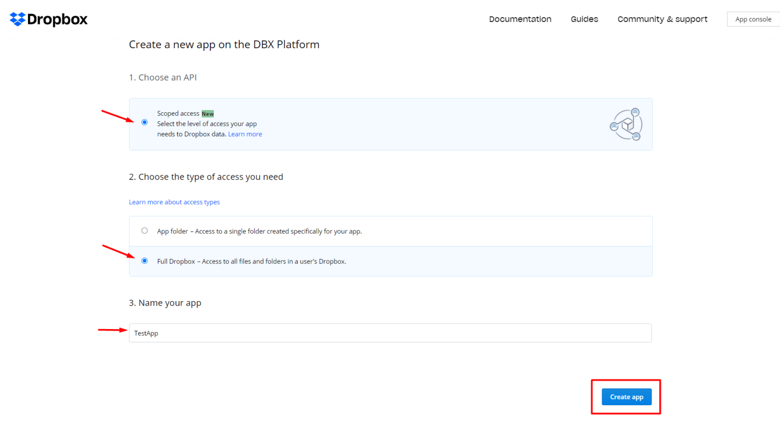 Create Dropbox APP for file storage - ThemesPixel